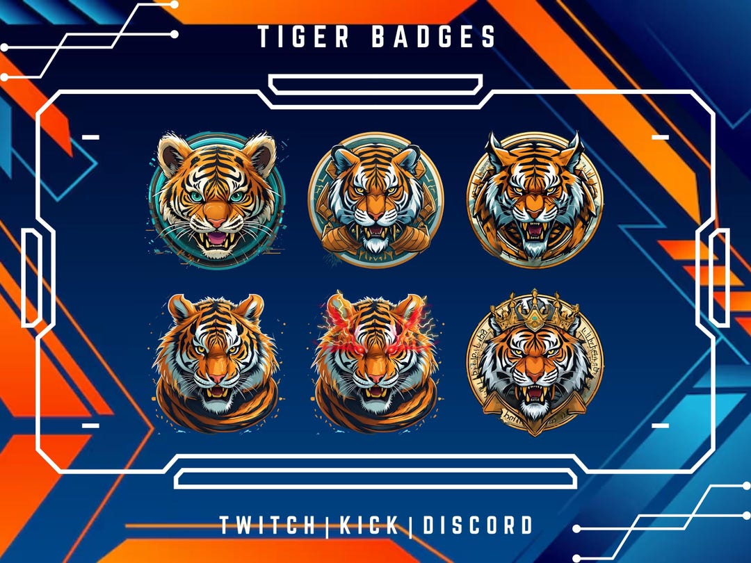 Twitch Tiger Sub Badges | Bit/sub Badges | Kawaii Animal Badges ...