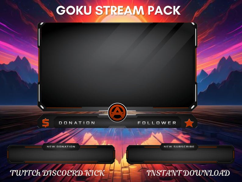 Twitch Go-ku Stream Screens | Anime Overlay Pack | 4x Screens, Panels ...