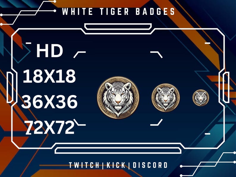 White Tiger Sub Badges for Twitch, Youtube, Discord | Instant Digital ...