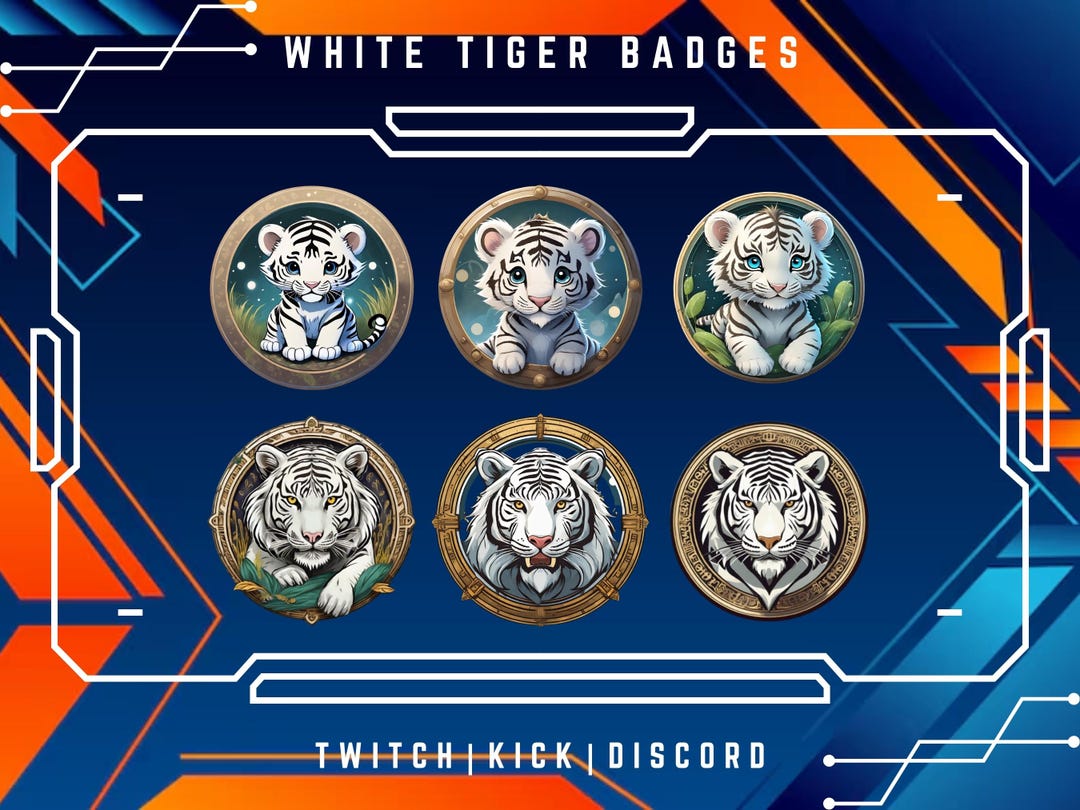 White Tiger Sub Badges for Twitch, Youtube, Discord | Instant Digital ...