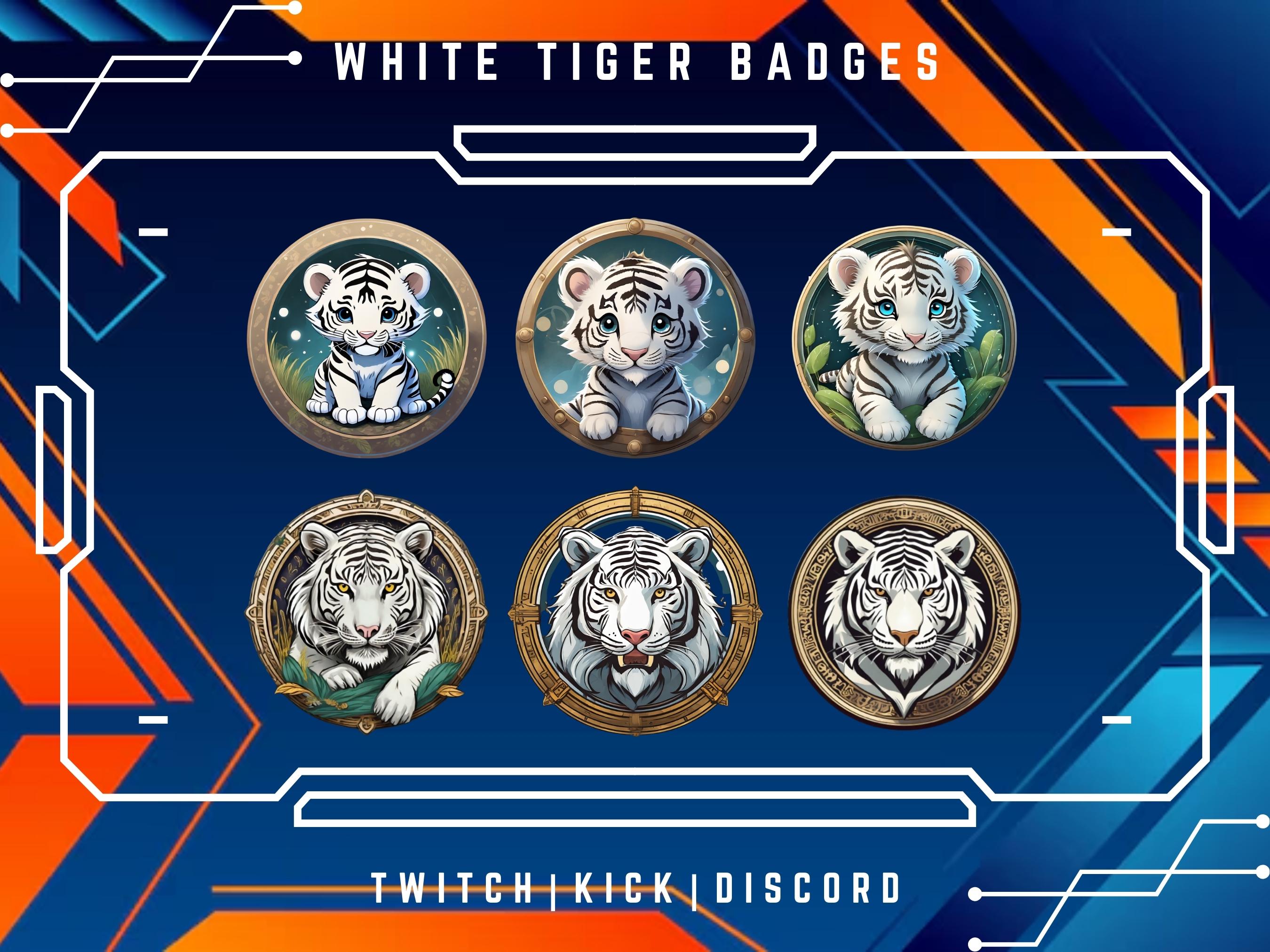 White Tiger Sub Badges for Twitch, Youtube, Discord | Instant Digital ...