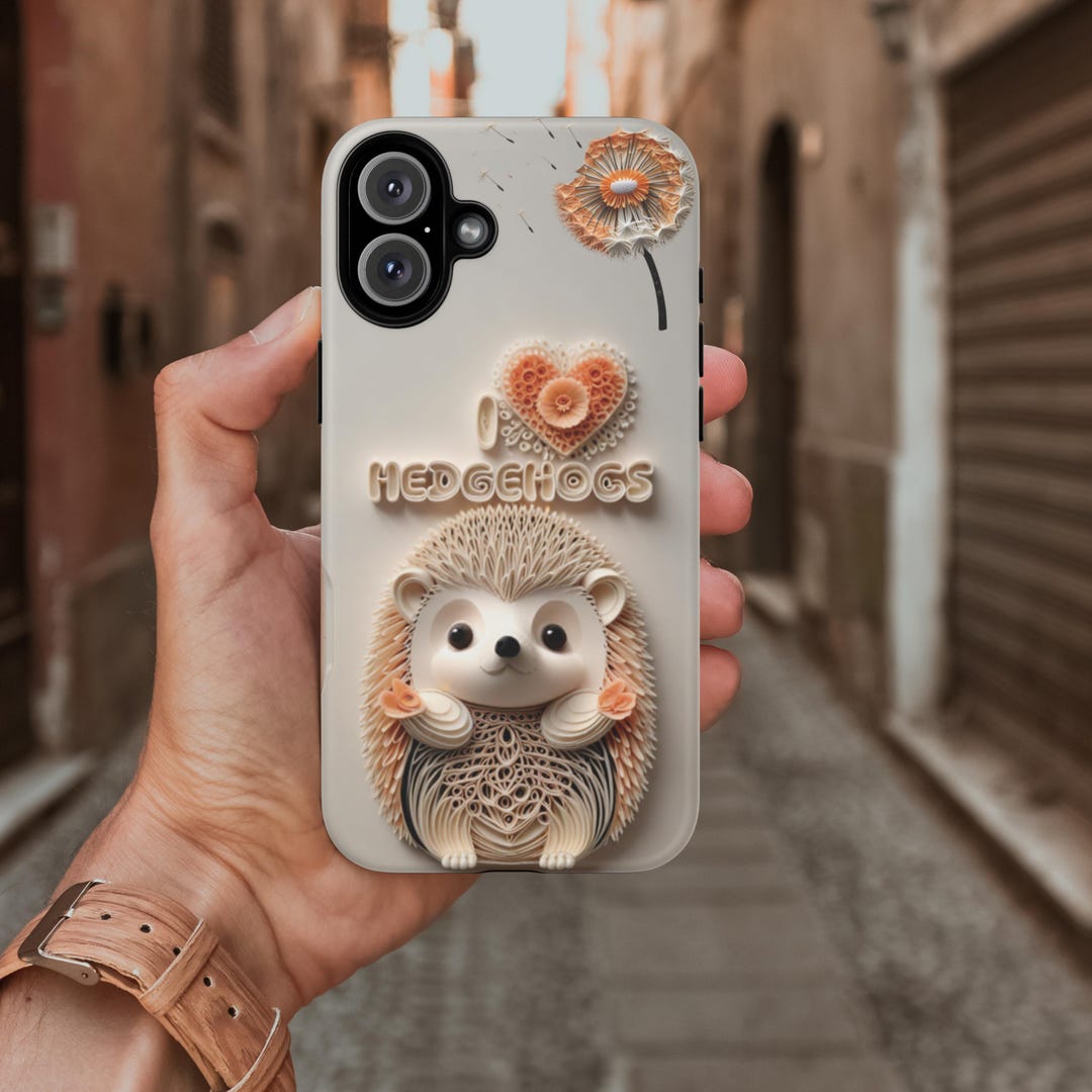Cute I Love Hedgehogs Quilled Style Art Tough Case, iPhone 13, 14, 15 ...