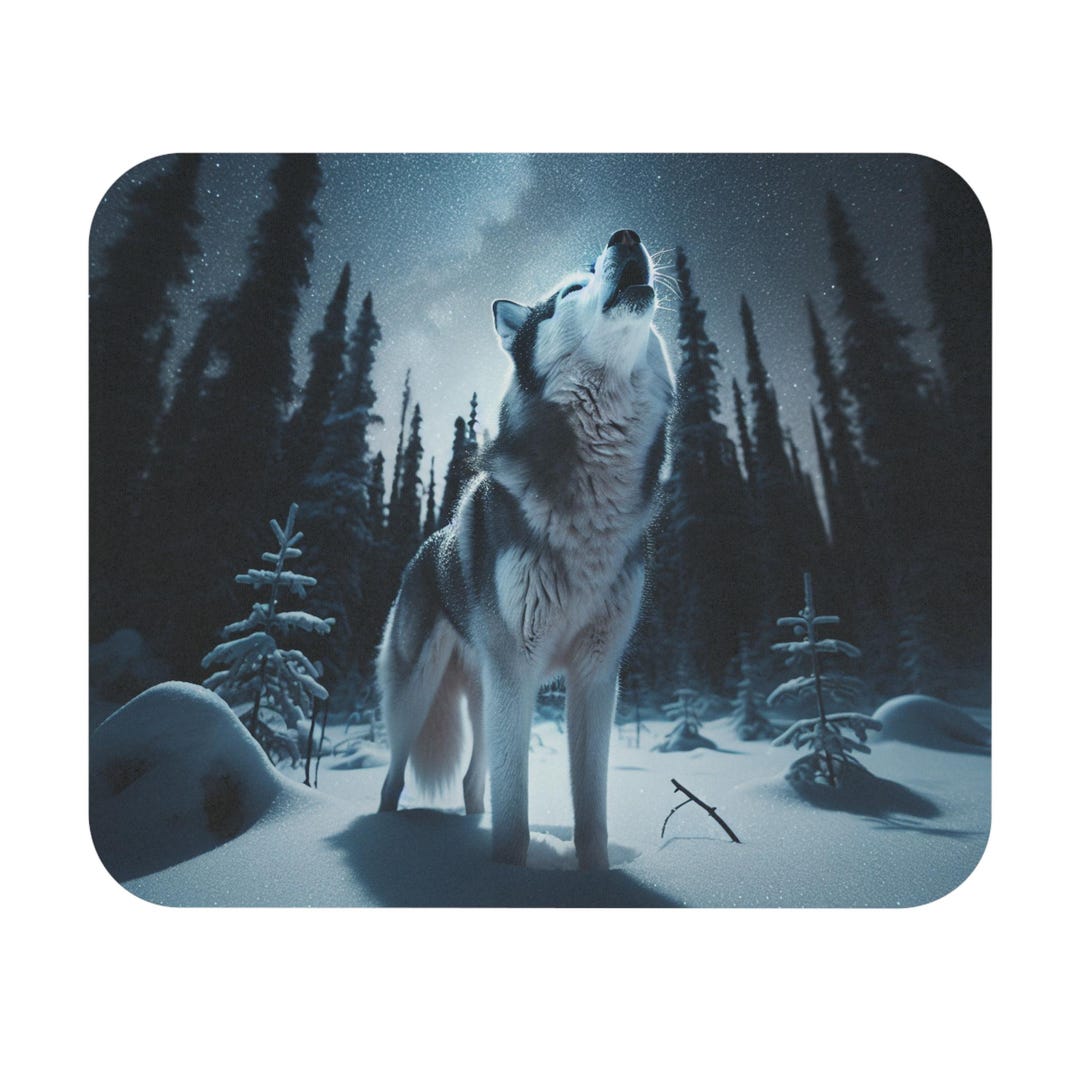 Siberian Husky Howling Moon Rectangle Mouse Pad, Dog Lover Gift, Animal ...