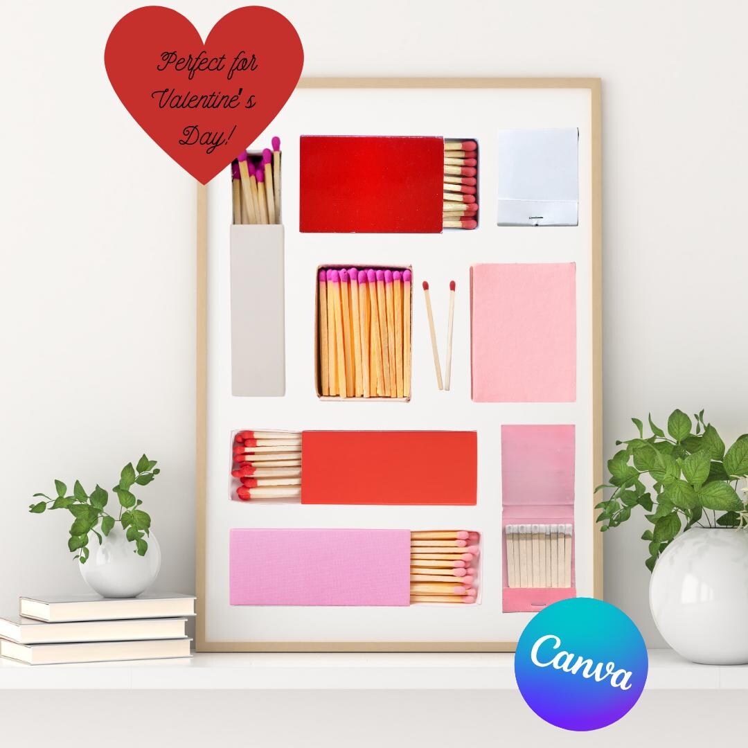 Matchbox Poster Template | Matchbox Art Canva Template | Pink and Red ...