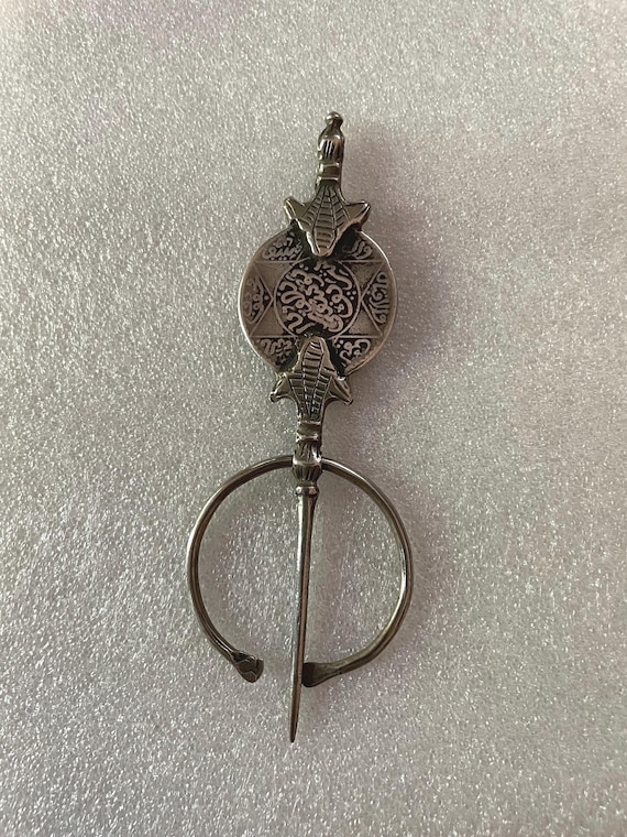 Antique Moroccan Silver Fibula Pin – 19thC Berber Clo… - Gem