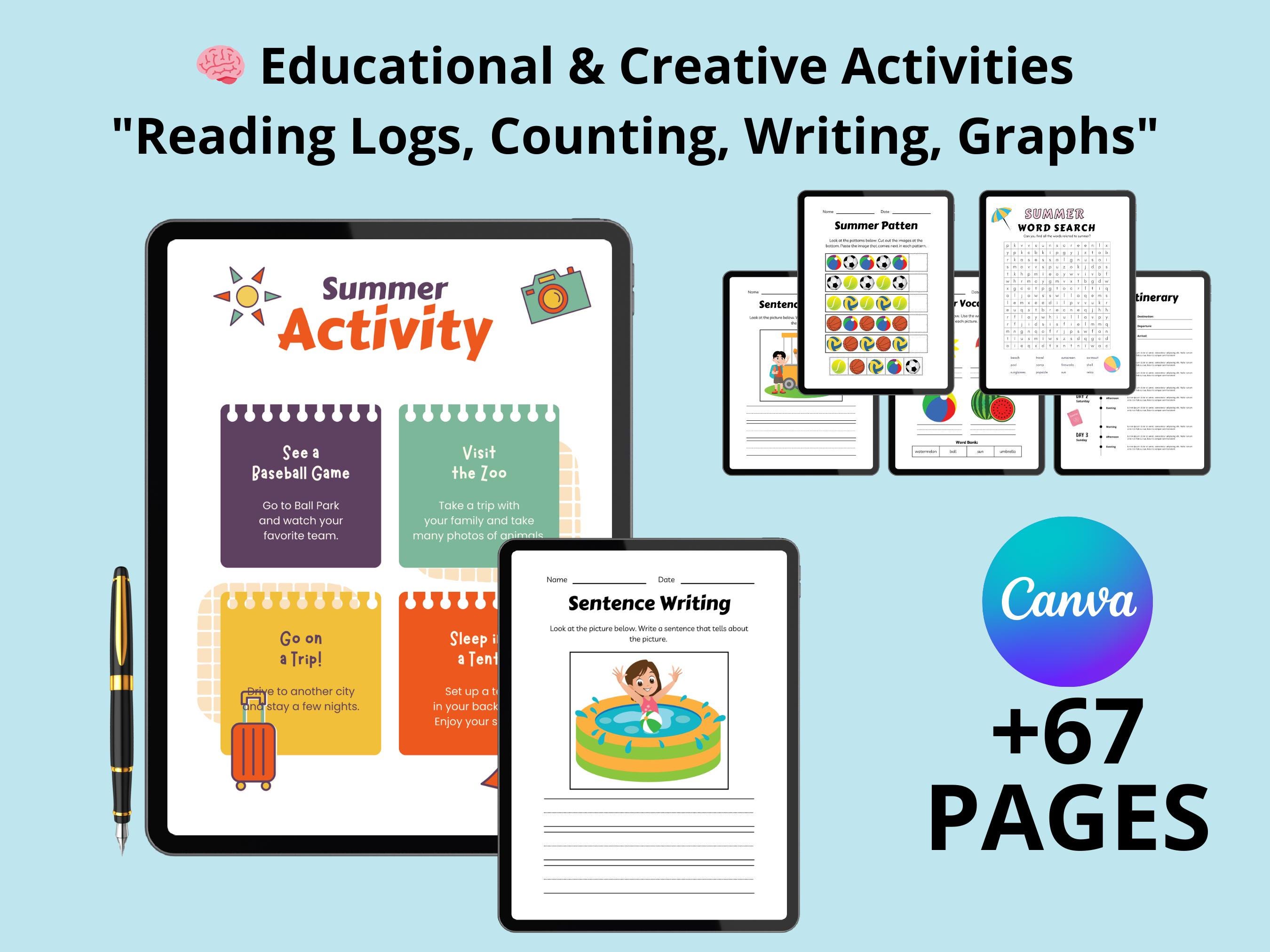 Editable Kids Summer Planner 2025 Printable | Summer Activity Bundle ...