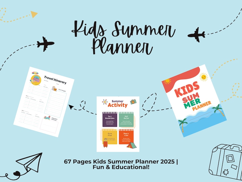 Editable Kids Summer Planner 2025 Printable | Summer Activity Bundle ...