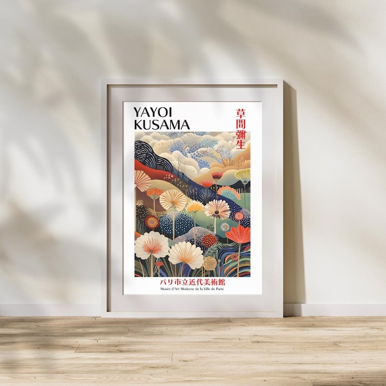 Yayoi Kusama Art Print | Japanese Floral Poster | Modern Japandi Style ...