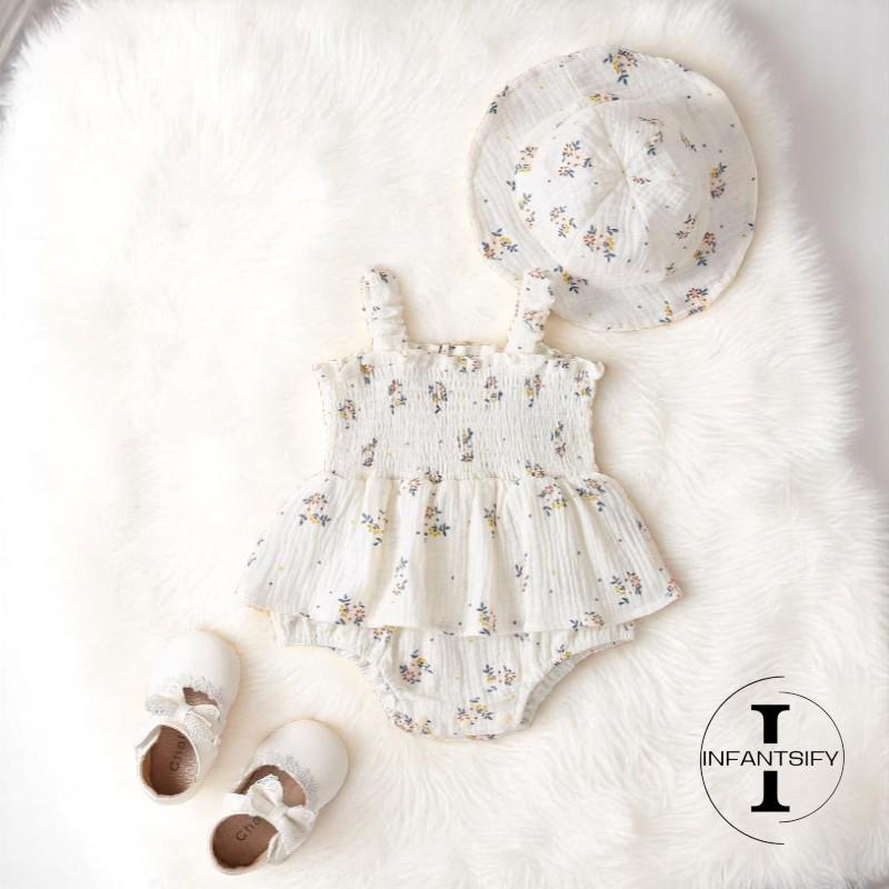 Floral Baby Girl Outfit, Summer Infant Romper, Baby Linen Bodysuit ...