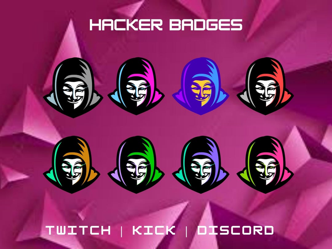 Hacker Badges for Twitch/youtube/kick/discord | Bit Badges | Twitch Sub ...