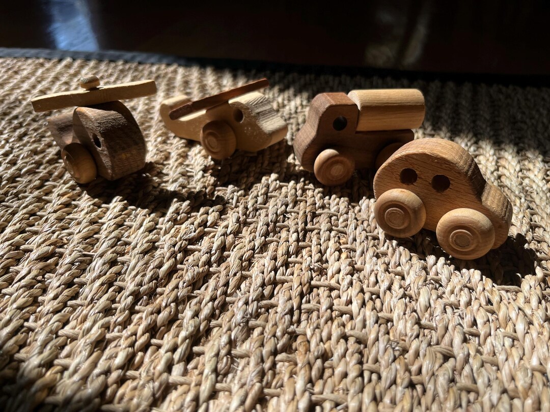 Handcrafted Wooden Set of 4 – Eco-friendly Vehicles for Toddlers and ...