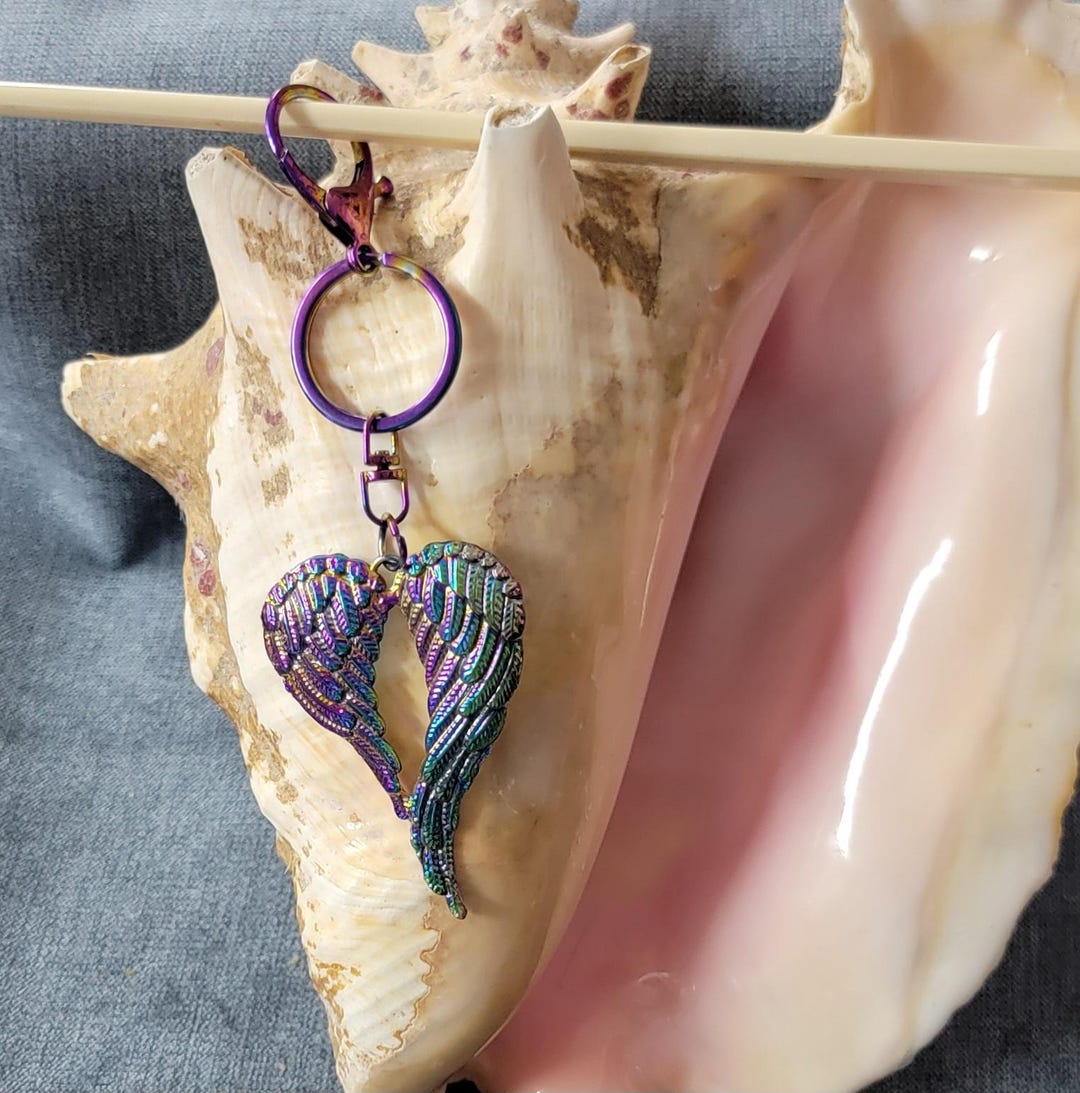 Dichroic Angel Wings With Giant Lobster Clasp and Key Ring - Etsy