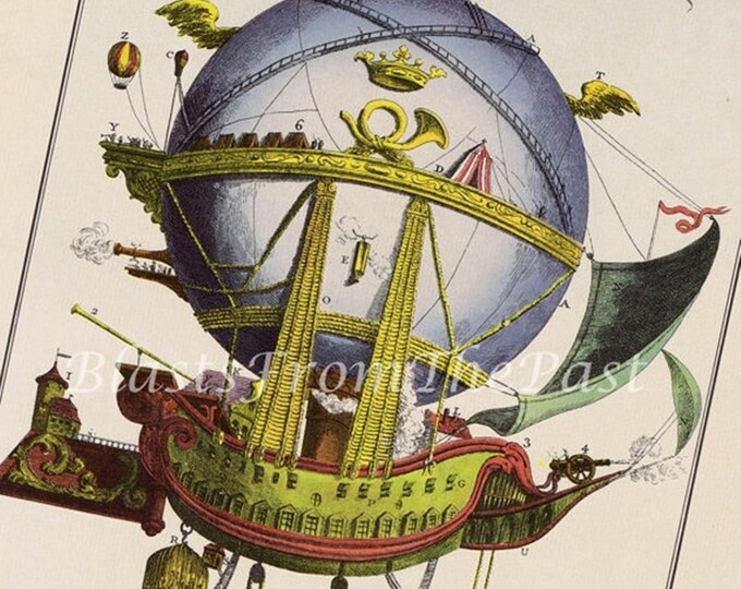 HOT AIR BALLOON Vintage Lithograph C.1803 'la Minerve', Perfect for ...