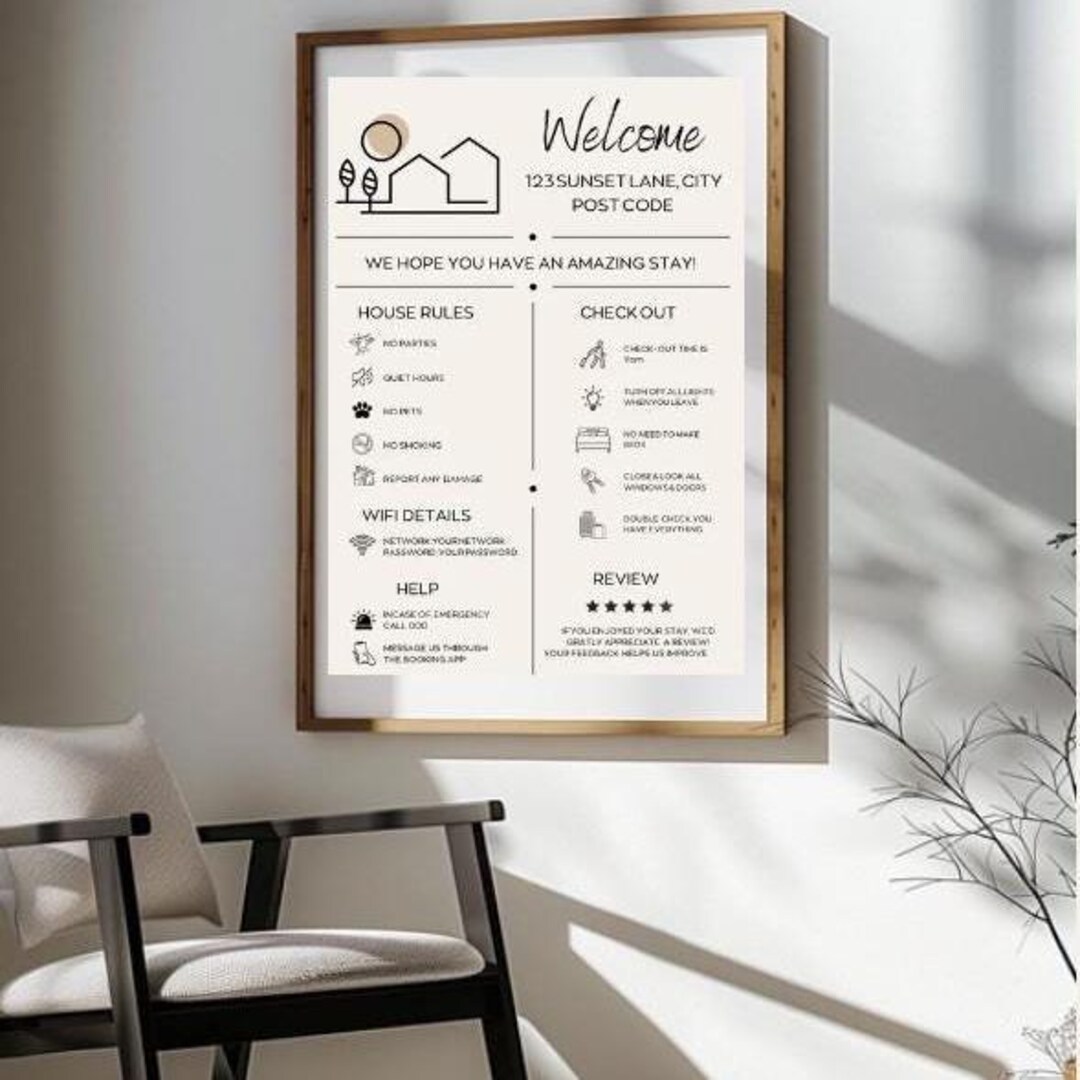 Welcome Sign Template Air Bnb– Digital Canva Design for Vacation ...
