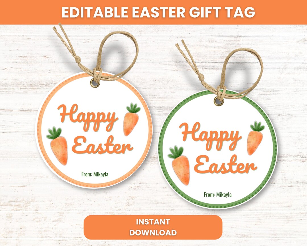 Editable Easter Gift Tag | Personalize Gift Tag With Your Name | Easter ...