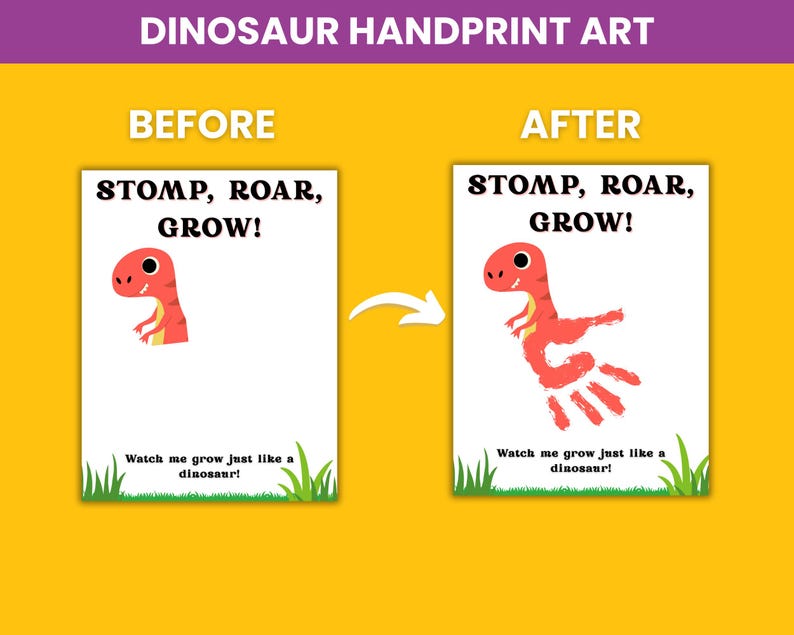 Dinosaur Handprint Art Bundle: Kids Dino Craft Activity (PDF Download ...