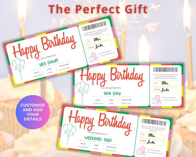 Printable Happy Birthday Voucher Template | Gift Coupons | Instant ...