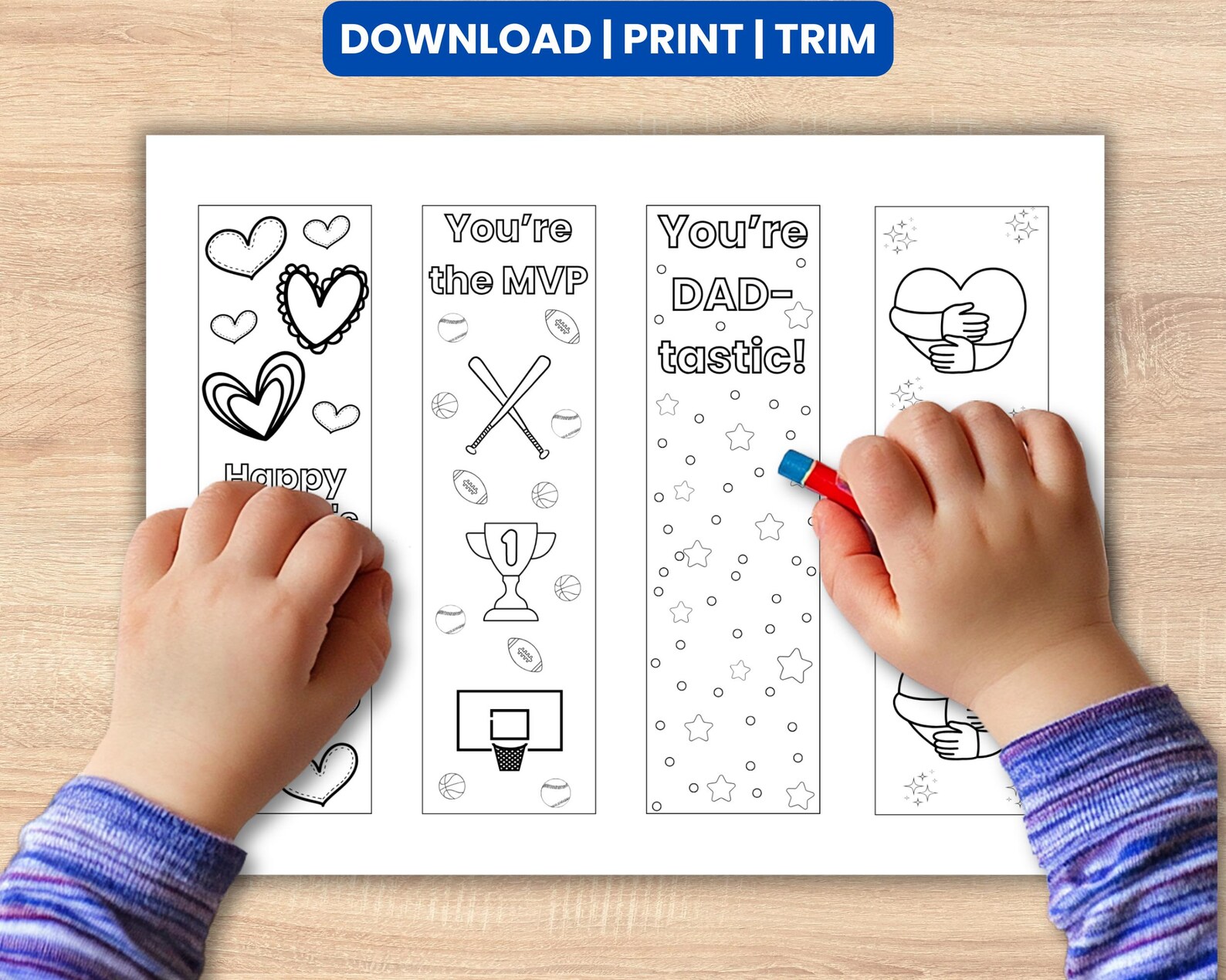 Father’s Day Coloring Bookmark Printable | Dad's Bookmarks Instant ...