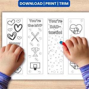 Father’s Day Coloring Bookmark Printable | Dad's Bookmarks Instant ...