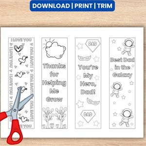 Father’s Day Coloring Bookmark Printable | Dad's Bookmarks Instant ...