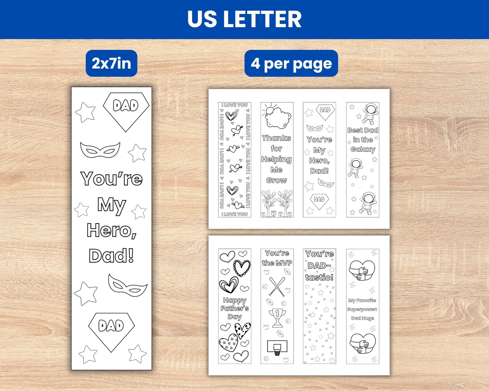 Father’s Day Coloring Bookmark Printable | Dad's Bookmarks Instant ...