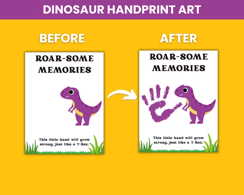Dinosaur Handprint Art Bundle: Kids Dino Craft Activity (PDF Download ...