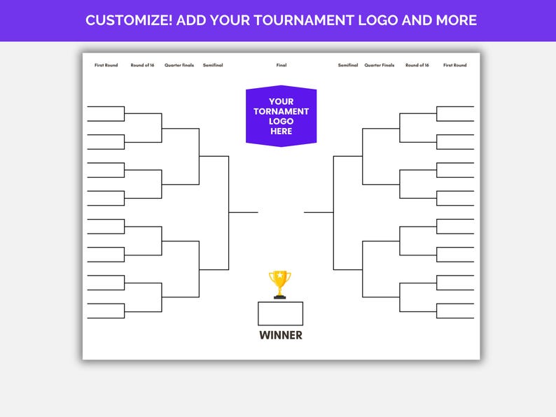 Tournament Bracket Template | Printable and Editable Sports Bracket Set ...