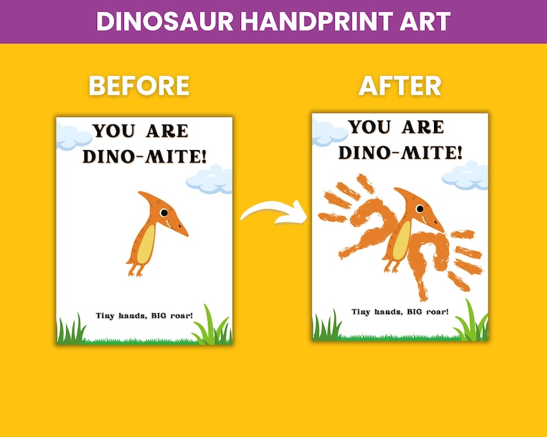 Dinosaur Handprint Art Bundle: Kids Dino Craft Activity (PDF Download ...