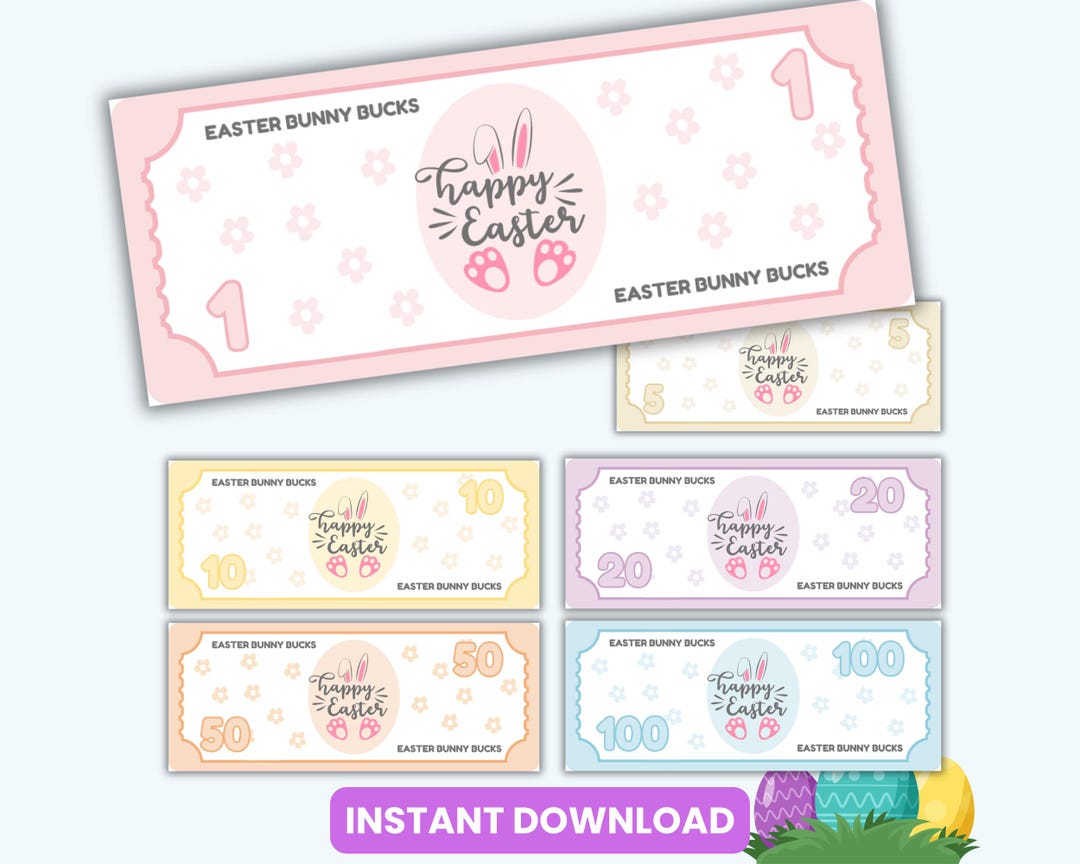 Easter Bunny Bucks Printable: Kids Activity Play Money (PDF) - Etsy