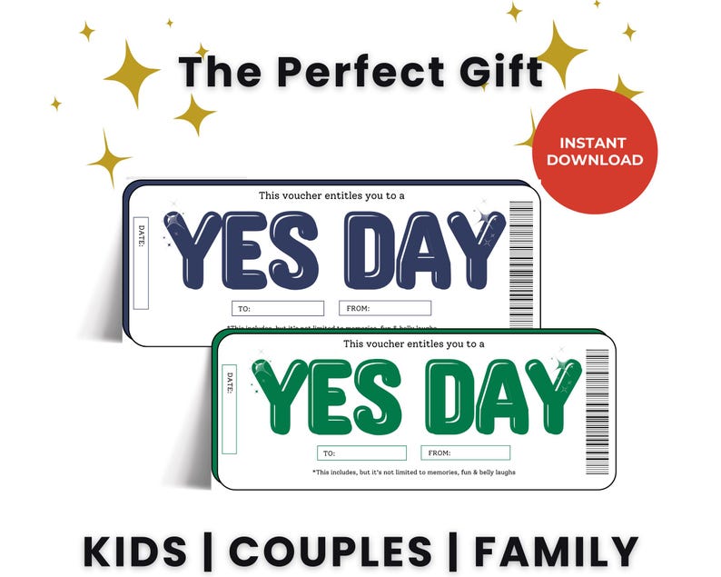 Printable YES DAY Voucher Template | Gift Coupons | Instant Download ...