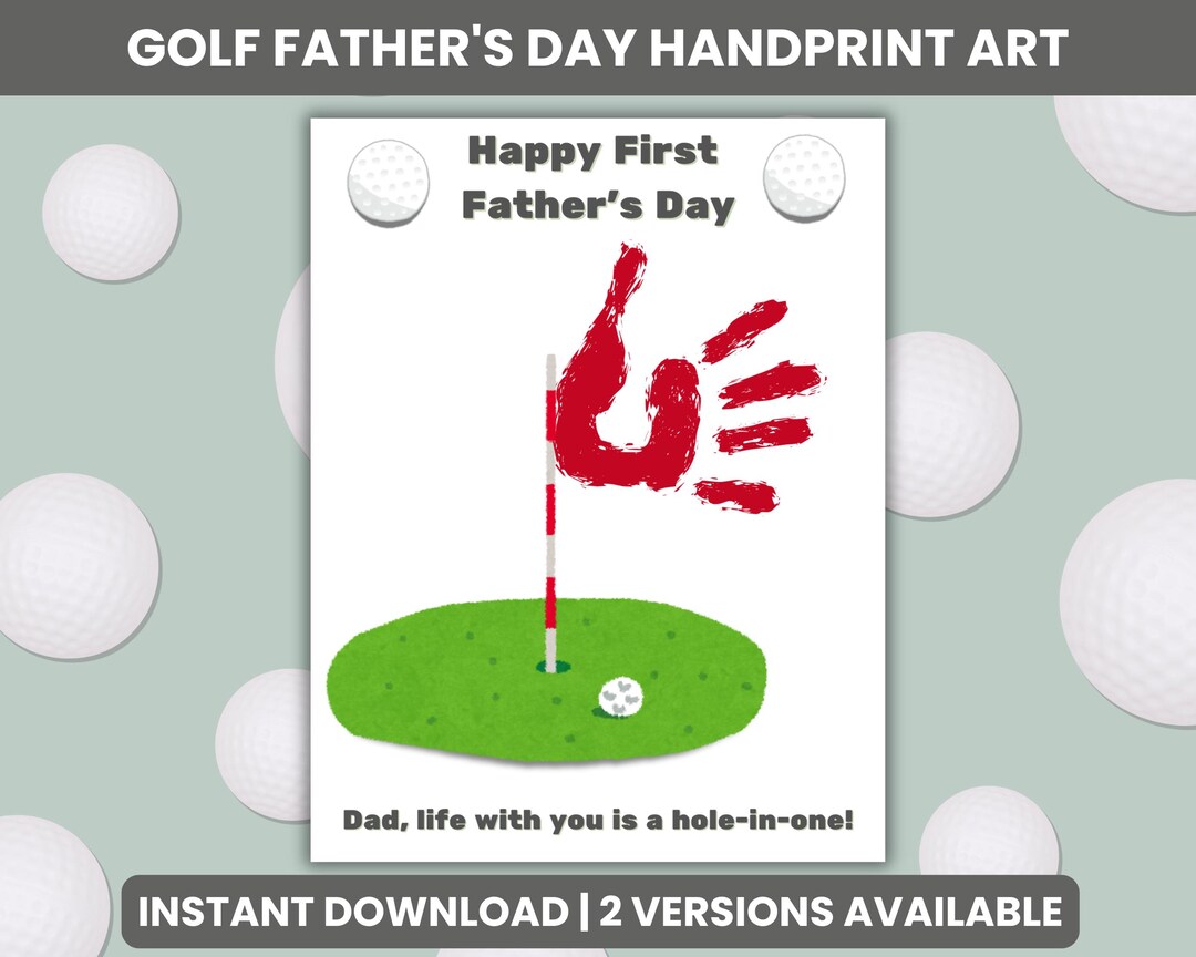 1st Father's Day Golf Handprint Art Craft | Printable Happy Father's ...