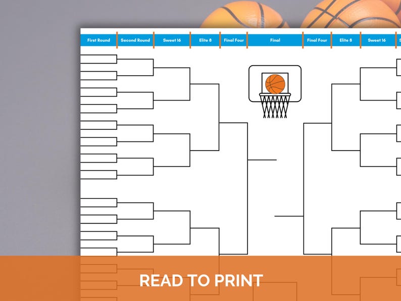 Printable Basketball Bracket | College Basketball Bracket - Etsy