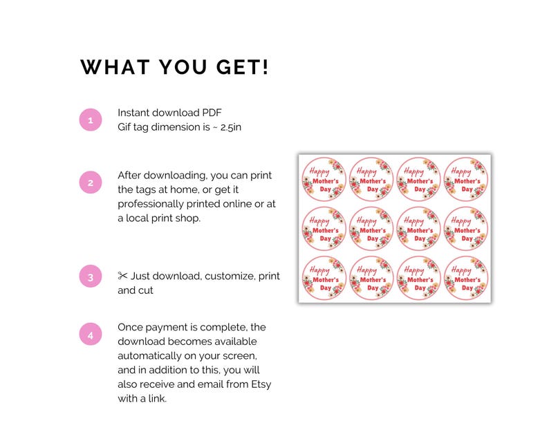 Happy Mothers Day Gift Tag Printable | Unique Gift Tag for Mom | Custom ...