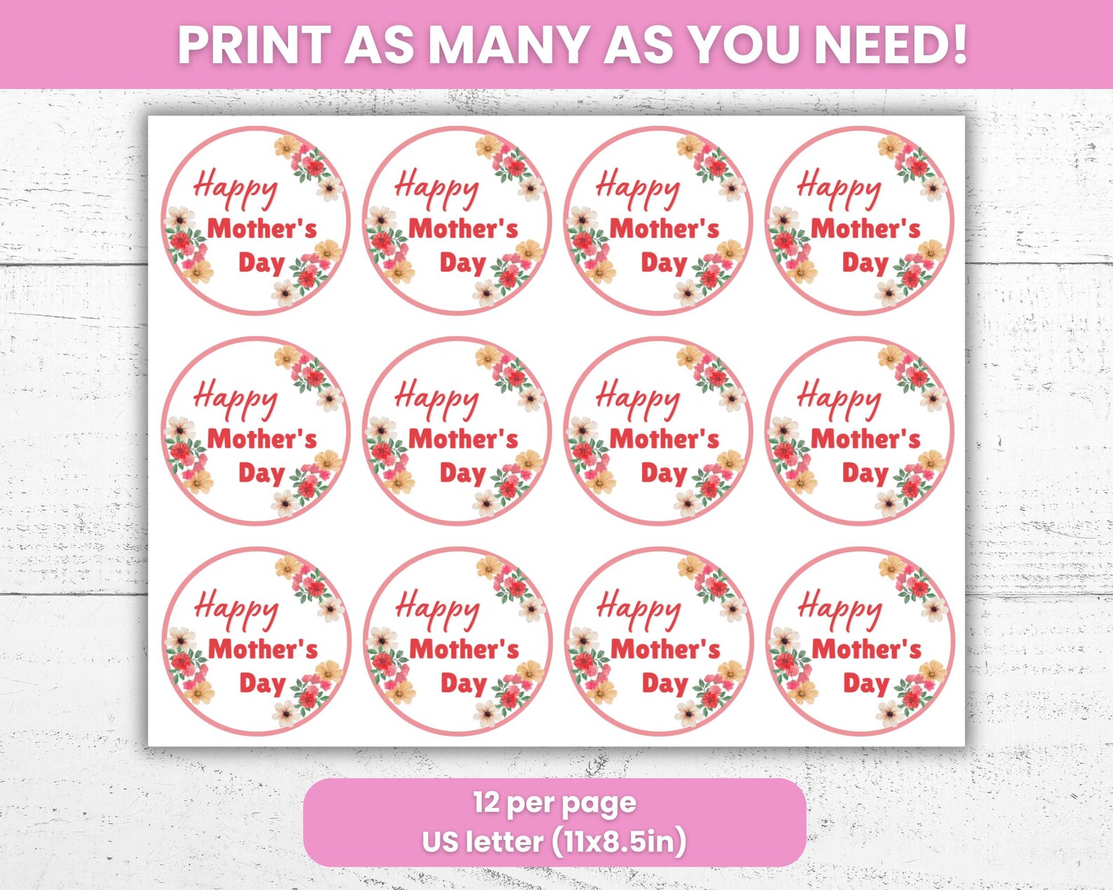 Happy Mothers Day Gift Tag Printable | Unique Gift Tag for Mom | Custom ...