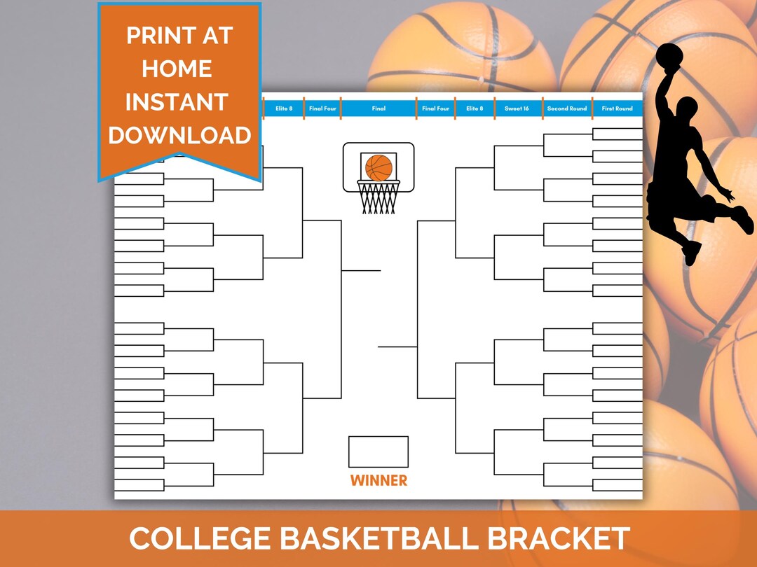 Printable Basketball Bracket | College Basketball Bracket - Etsy