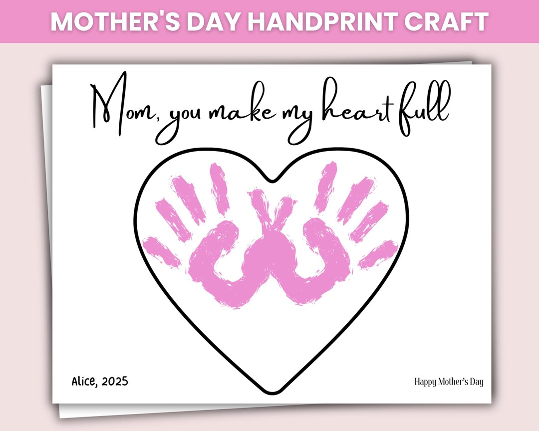 Mother's Day Handprint Art: Heart Keepsake (PDF Printable) - Etsy
