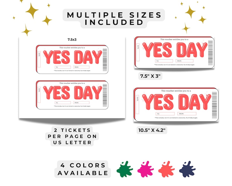Printable YES DAY Voucher Template | Gift Coupons | Instant Download ...
