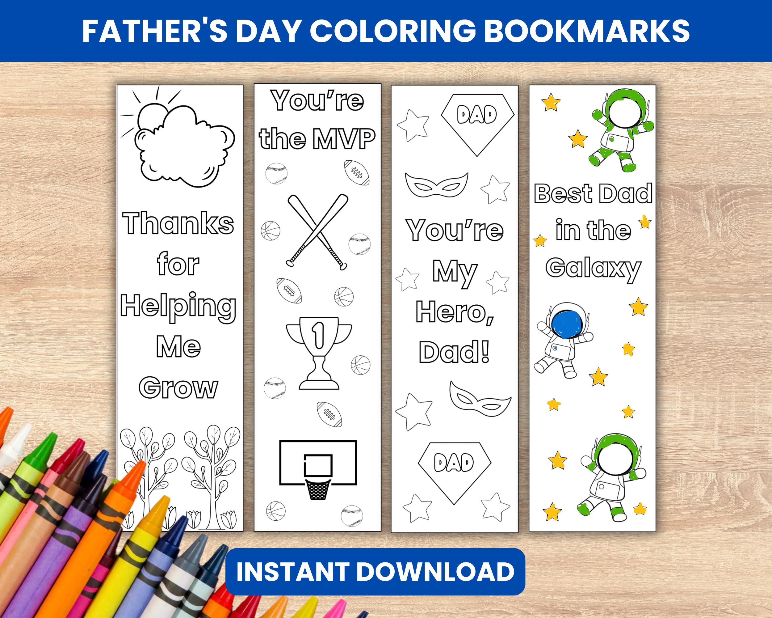 Father's Day Coloring Bookmarks: DIY Dad Activity (instant Download) - Etsy