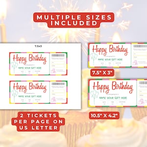 Printable Happy Birthday Voucher Template | Gift Coupons | Instant ...