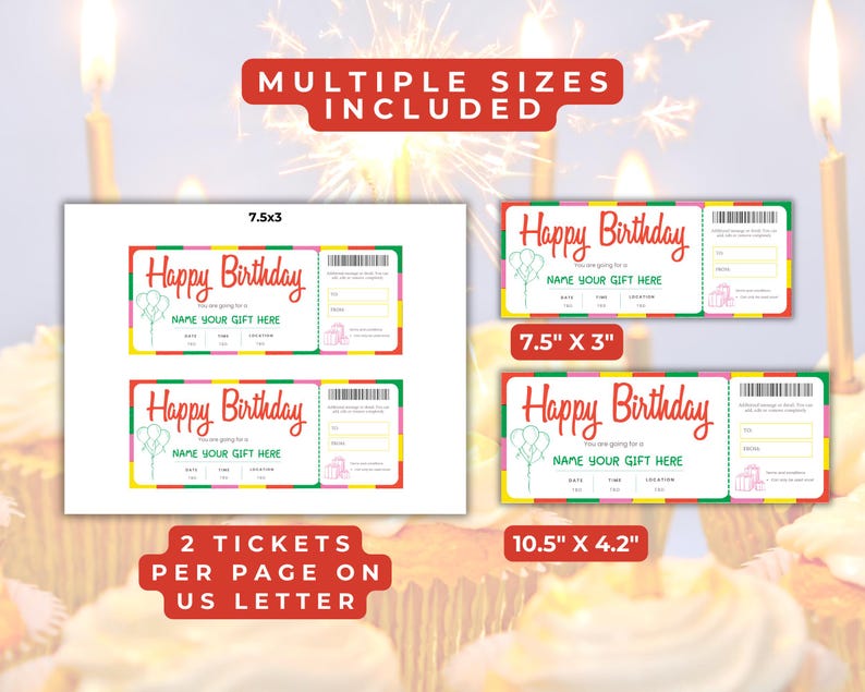 Printable Happy Birthday Voucher Template | Gift Coupons | Instant ...