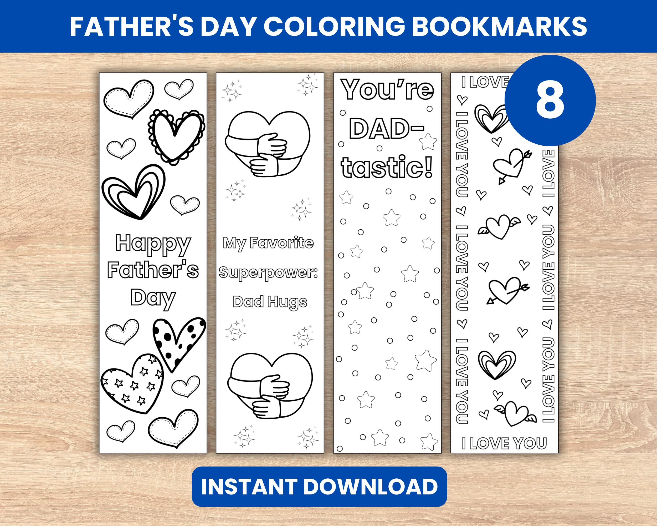 Father's Day Coloring Bookmarks: DIY Dad Activity (instant Download) - Etsy