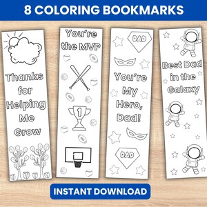 Father’s Day Coloring Bookmark Printable | Dad's Bookmarks Instant ...