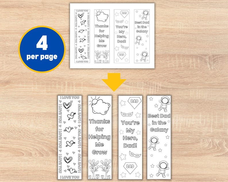 Father’s Day Coloring Bookmark Printable | Dad's Bookmarks Instant ...