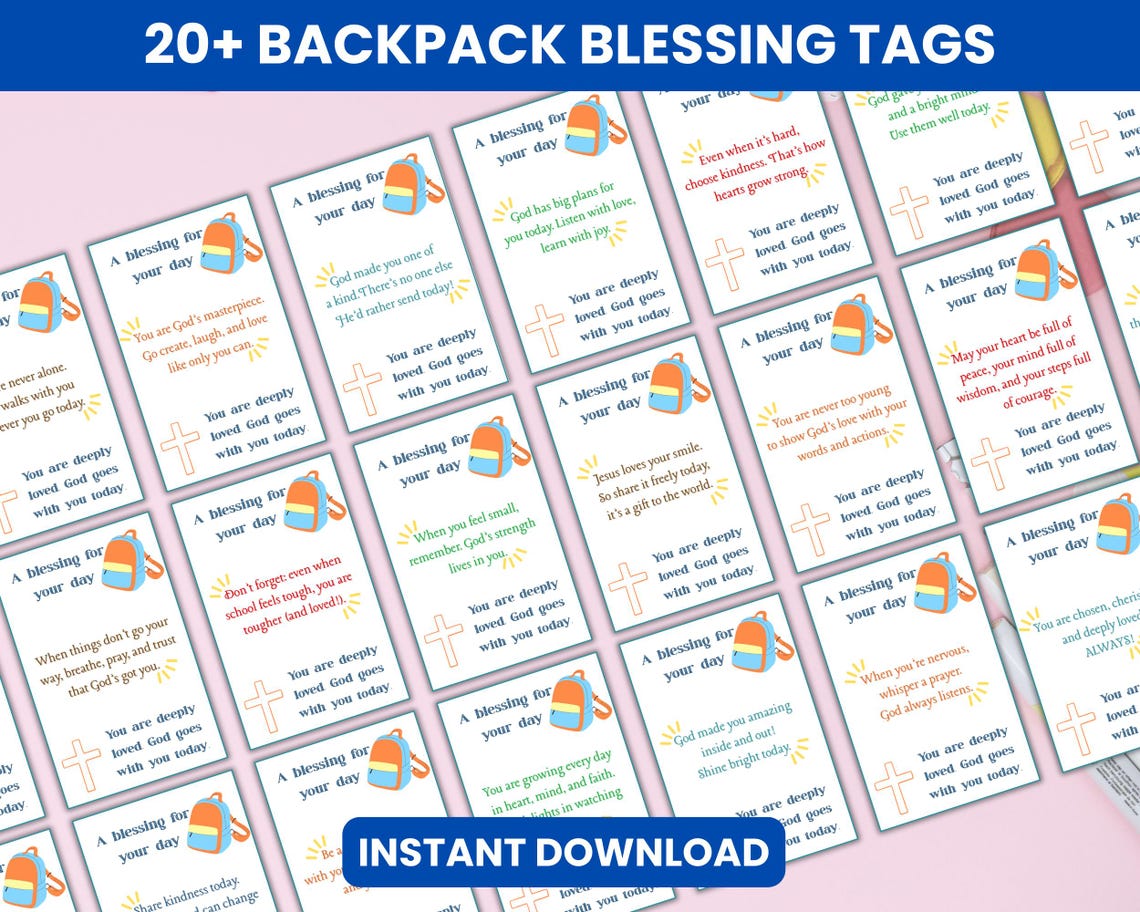 Back to School Blessing Tags: Christian Encouragement Notes (PDF) - Etsy