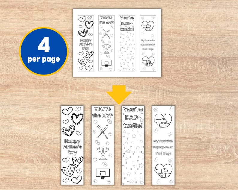Father’s Day Coloring Bookmark Printable | Dad's Bookmarks Instant ...