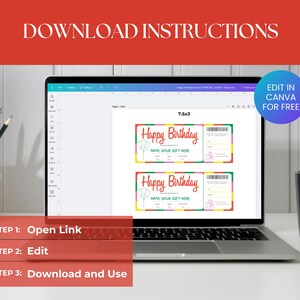 Printable Birthday Gift Voucher Template: Customizable Coupon (digital ...