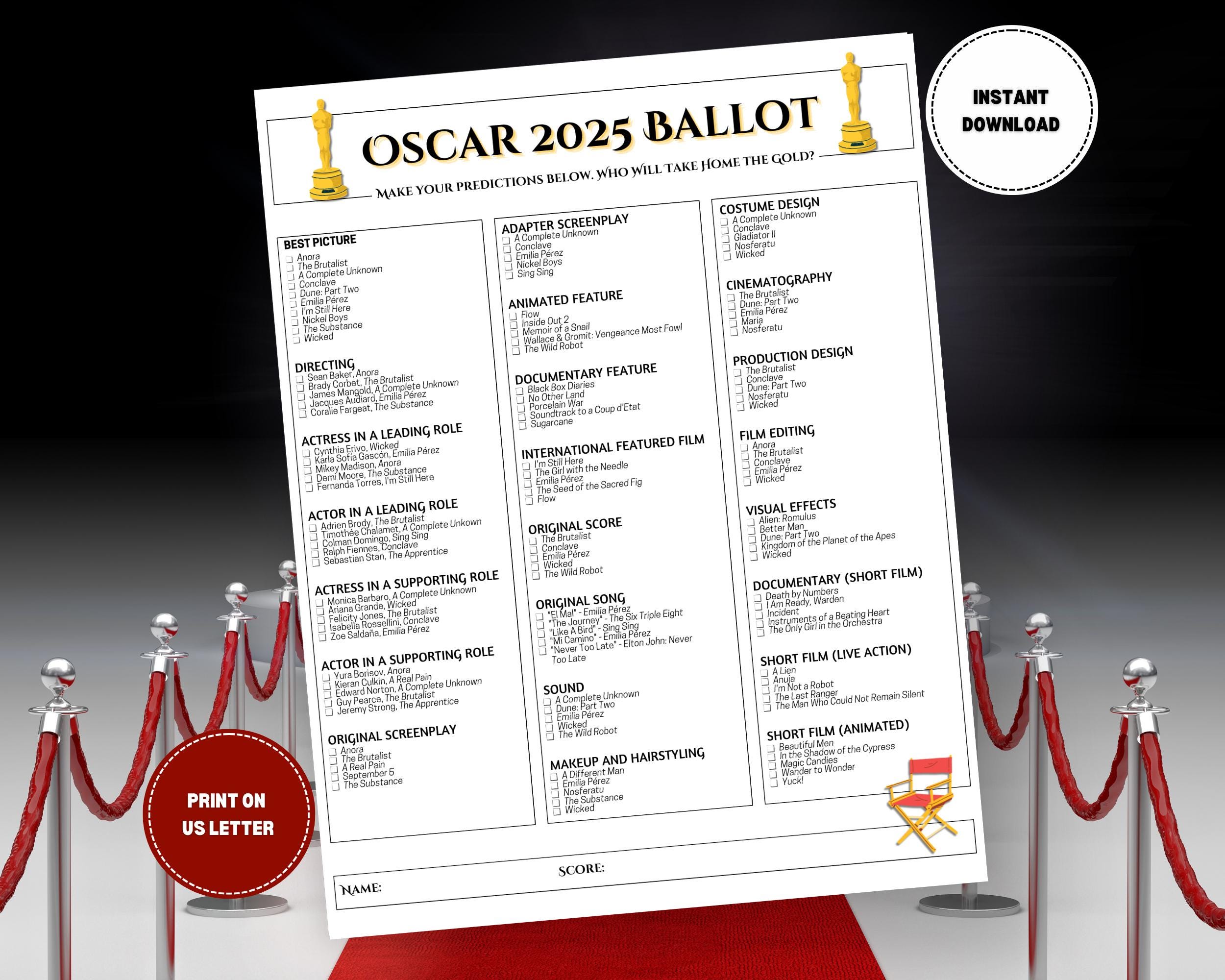 Boleta De Los Oscar 2014 Para Imprimir Oscars Printable Etsy España