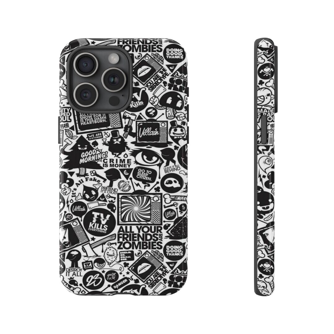 Black and White Collage Punk Aesthetic Phone Case for iPhone 16, 15, 14 ...