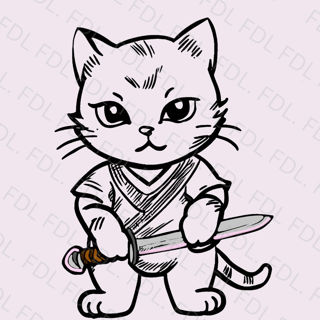 Cute Sword Kitty Png, Trending Png Graphic, T-shirt Design, Funny, Meme ...