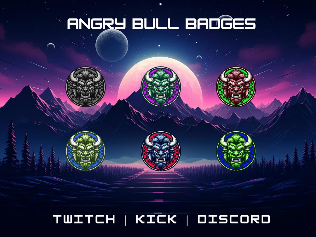 Angry Bull Sub Badges for Twitch Instant Digital Download Animal Sub ...
